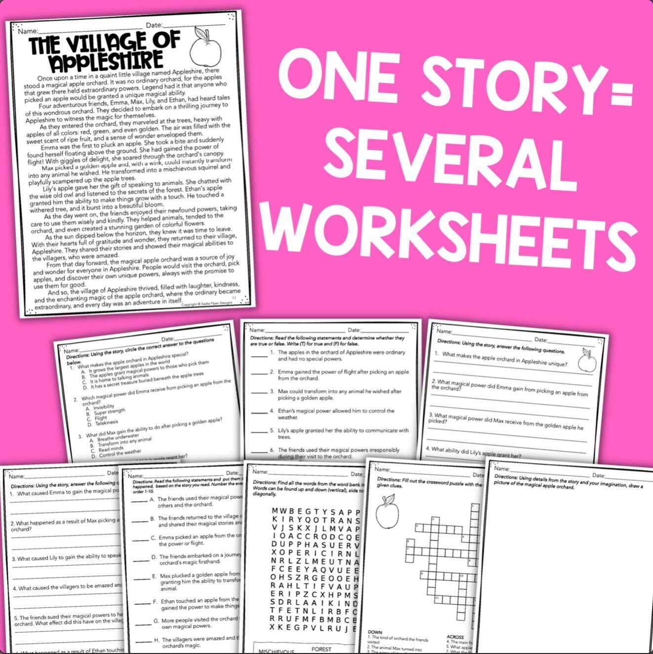 Fall Reading Comprehension Packet, 4th Grade Reading Activities ...