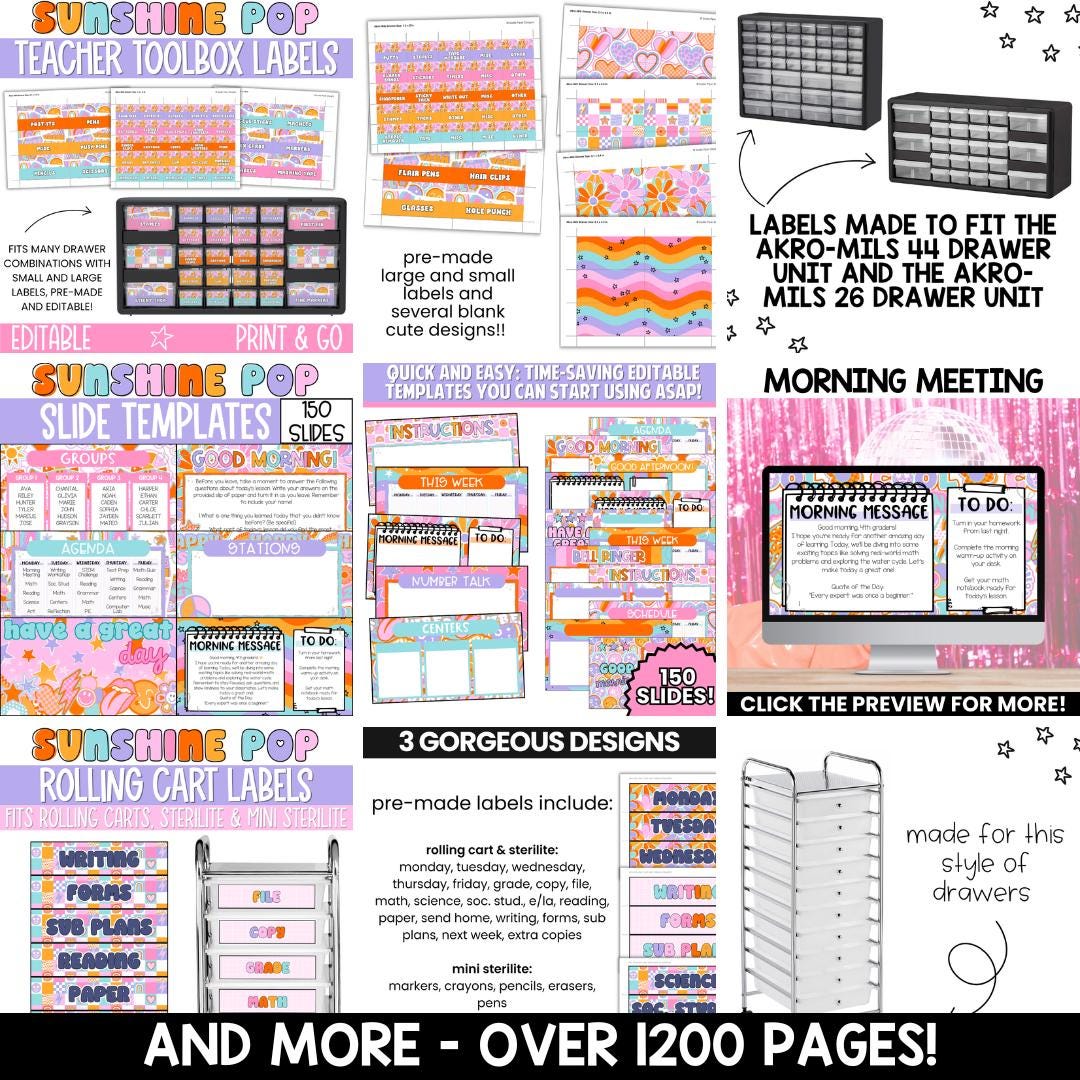 Retro Groovy Y2K Classroom Decor MEGA Bundle, Rainbow Bright Classroom ...