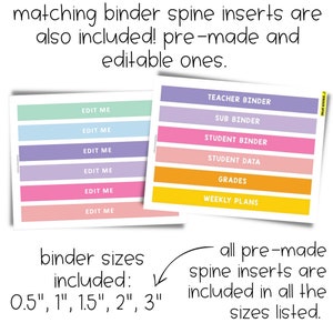 Binder Inserts for Teachers, Editable Binder Inserts, Teacher Planner ...