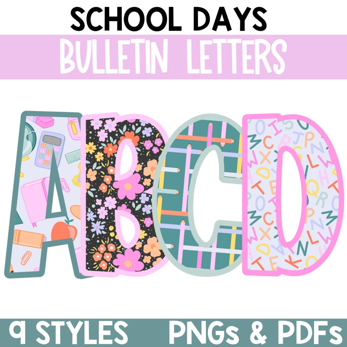 Back to School Bulletin Board Letters, Letter Clipart, Printable ...