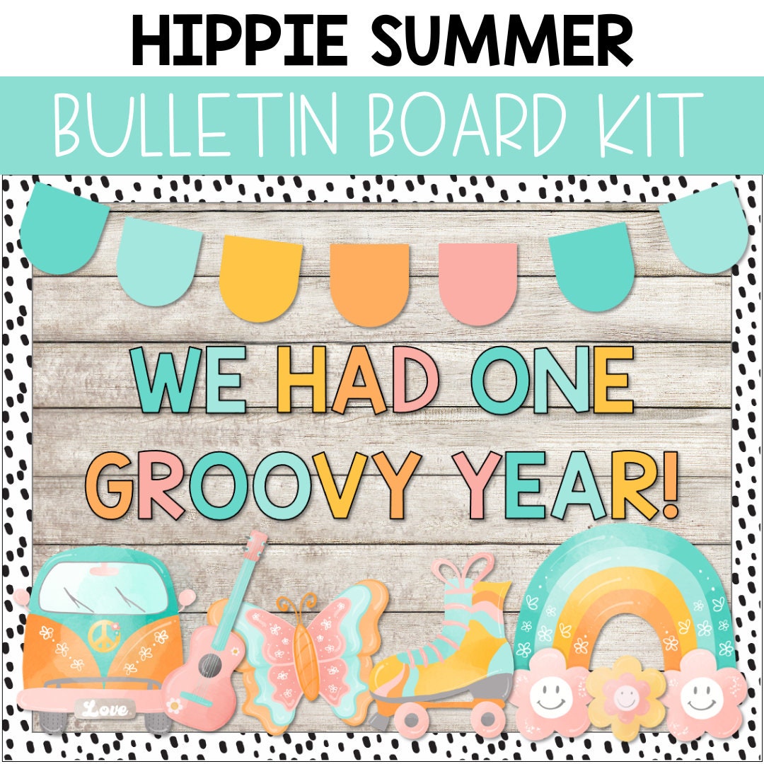 Groovy Retro Summer Bulletin Board Kit, End of Year Bulletin Board Kit ...