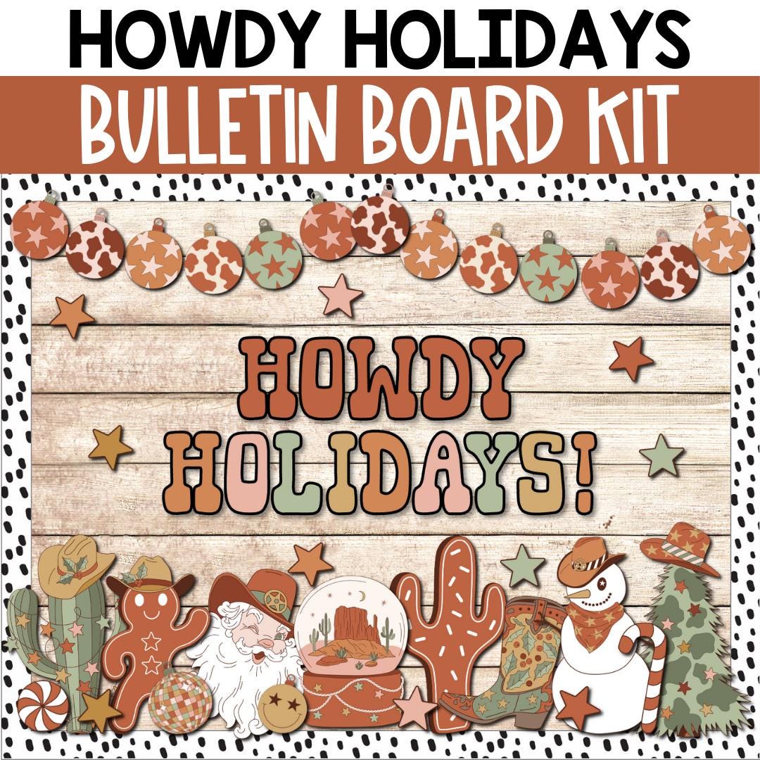 Christmas Bulletin Board Decor, Western Christmas Bulletin Board ...