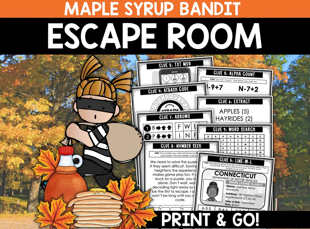 Autumn Escape Room for Kids, Printable Party Game, Birthday Escape Room ...