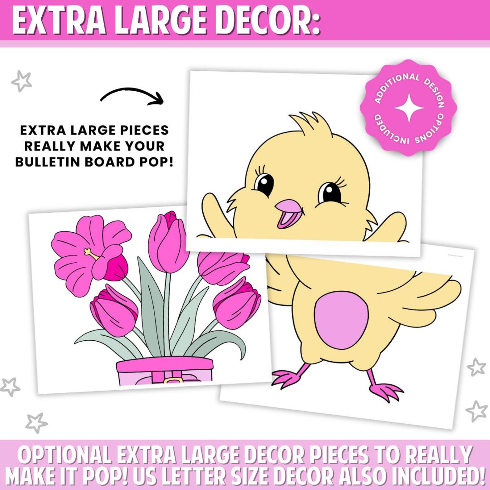 Hot Pink Easter Spring Bulletin Board Pastel Spring Classroom Decor ...