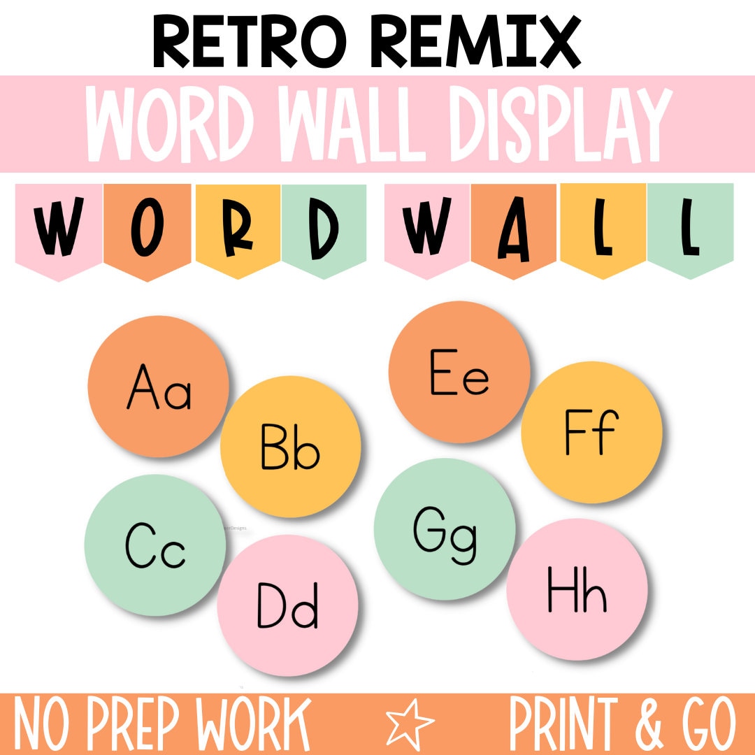 Retro Word Wall Display, Groovy Word Wall Display, Printable Word Wall ...