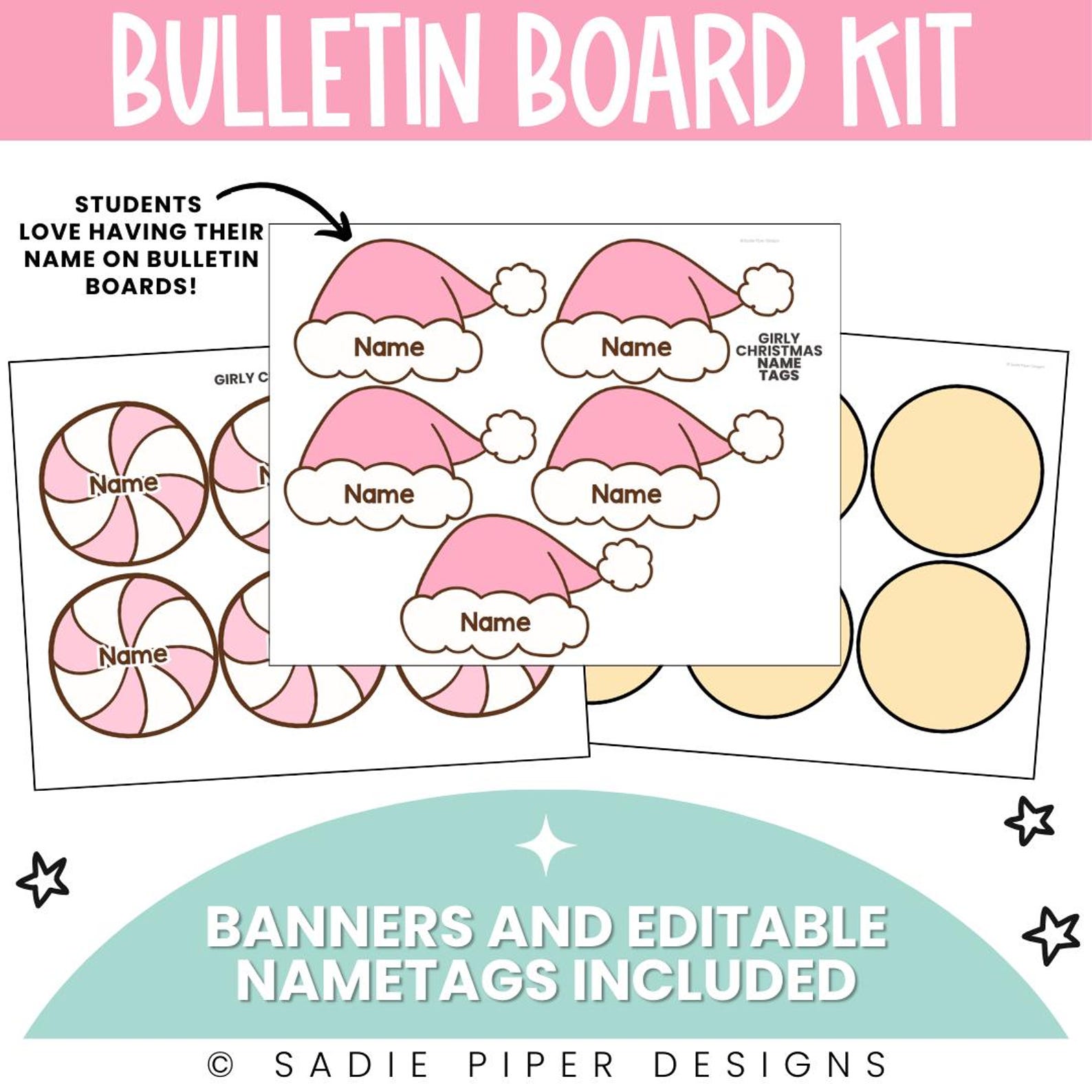 Pink Coquette Christmas Bulletin Board, Girly Winter Classroom Decor ...