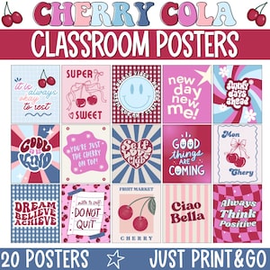 Retro Cherry Coquette Classroom Posters, Americana Classroom Decor ...