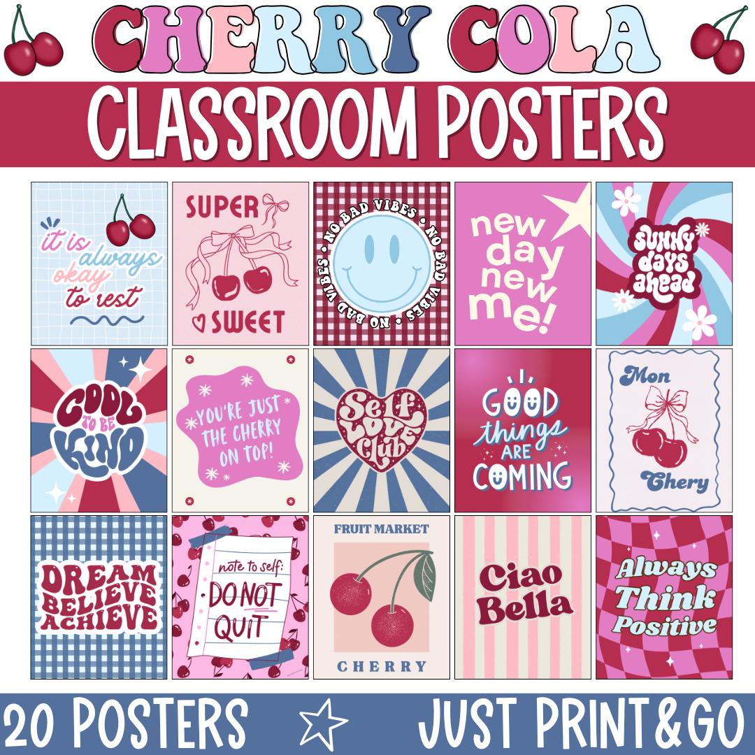 Retro Cherry Coquette Classroom Posters, Americana Classroom Decor ...