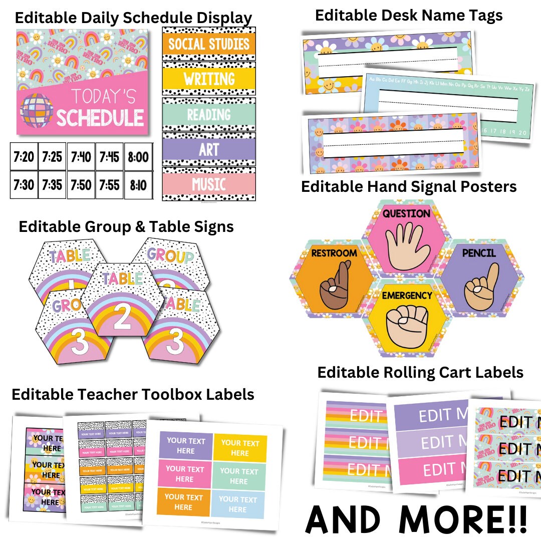 Retro Groovy Classroom Decor, Rainbow Classroom Decor, Bright Colorful ...