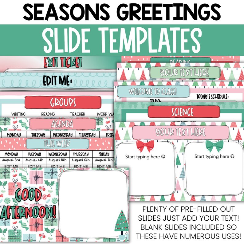 Christmas Slide Templates for Classroom, Holiday Slides Templates ...