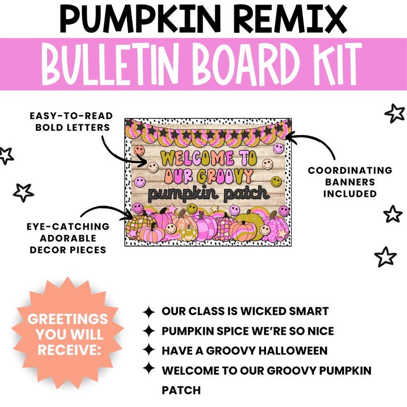 Groovy Fall Bulletin Board Decor, Retro Fall Bulletin Board, Fall ...
