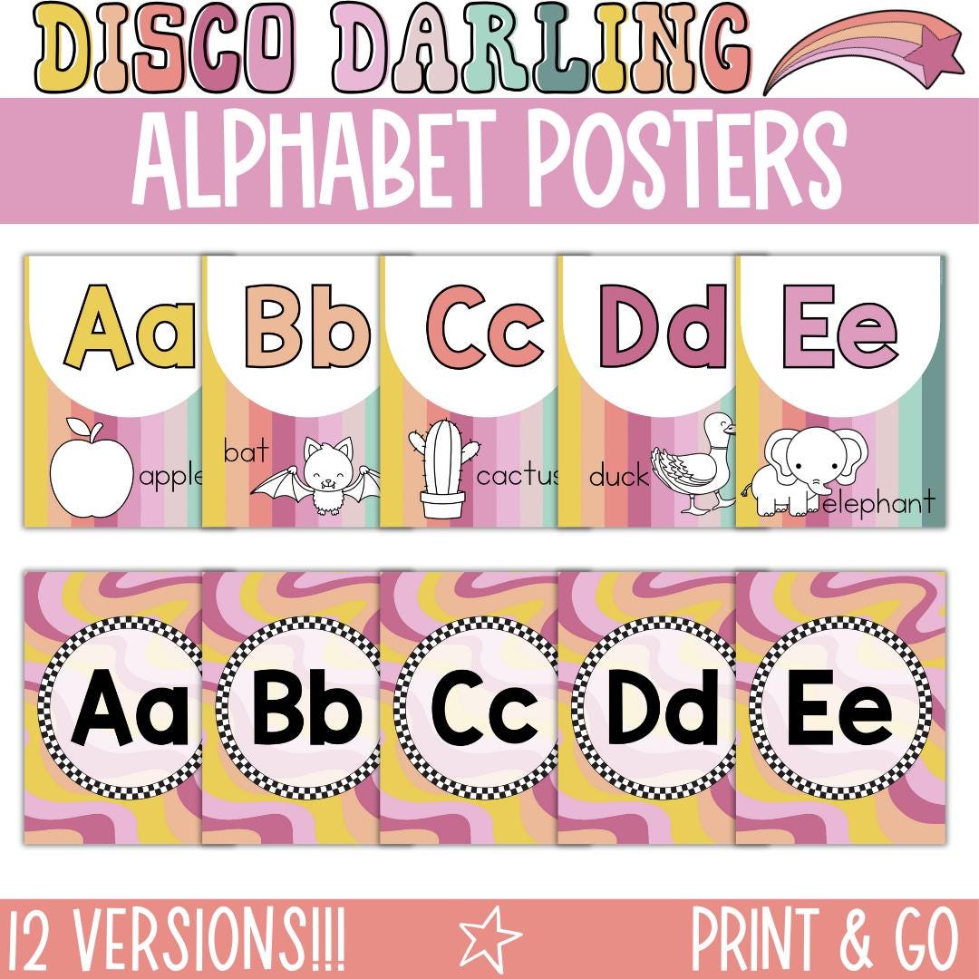 Disco Cowgirl Alphabet Posters, Printable Classroom Decor, Instant ...