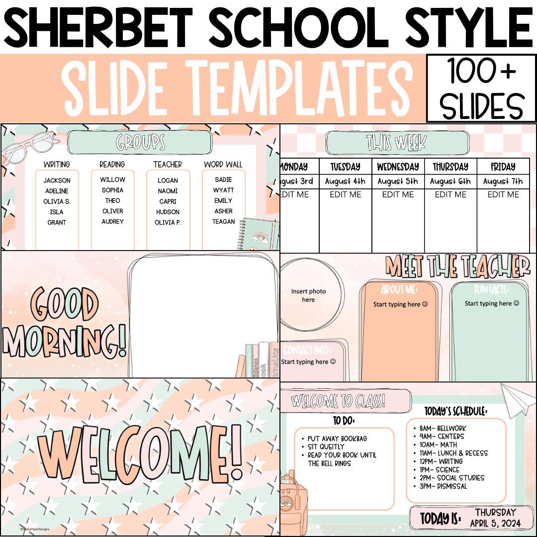 Retro Slide Templates for Classroom, Groovy Slides Templates, Classroom ...