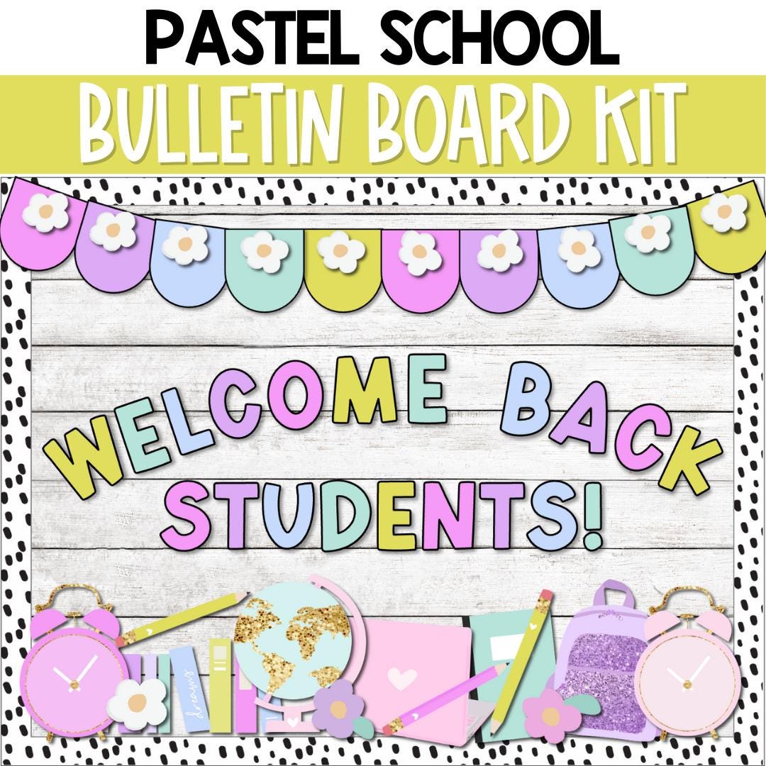 Pastel Back to School Bulletin Board Kit, Rainbow Open House Bulletin ...