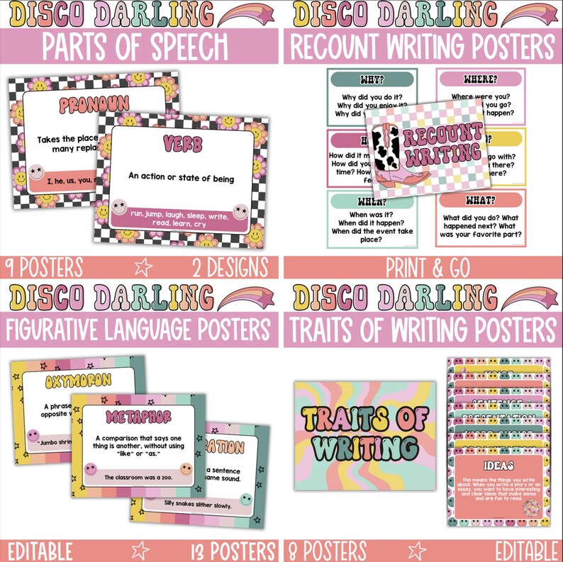 Disco Cowgirl Western Classroom Decor English Posters, Language Arts ...