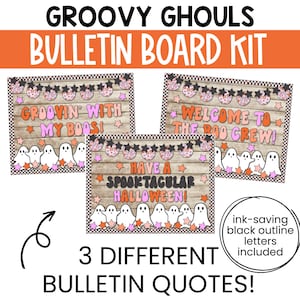 Groovy Halloween Bulletin Board Decor, Retro Halloween Bulletin Board ...