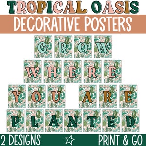 Tropical Classroom Posters, Plant Classroom Decor, Modern Classroom ...