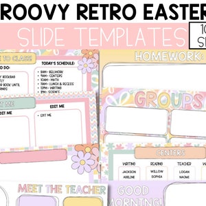 Groovy Retro Easter Slide Templates, Spring Bulletin Board Kit ...