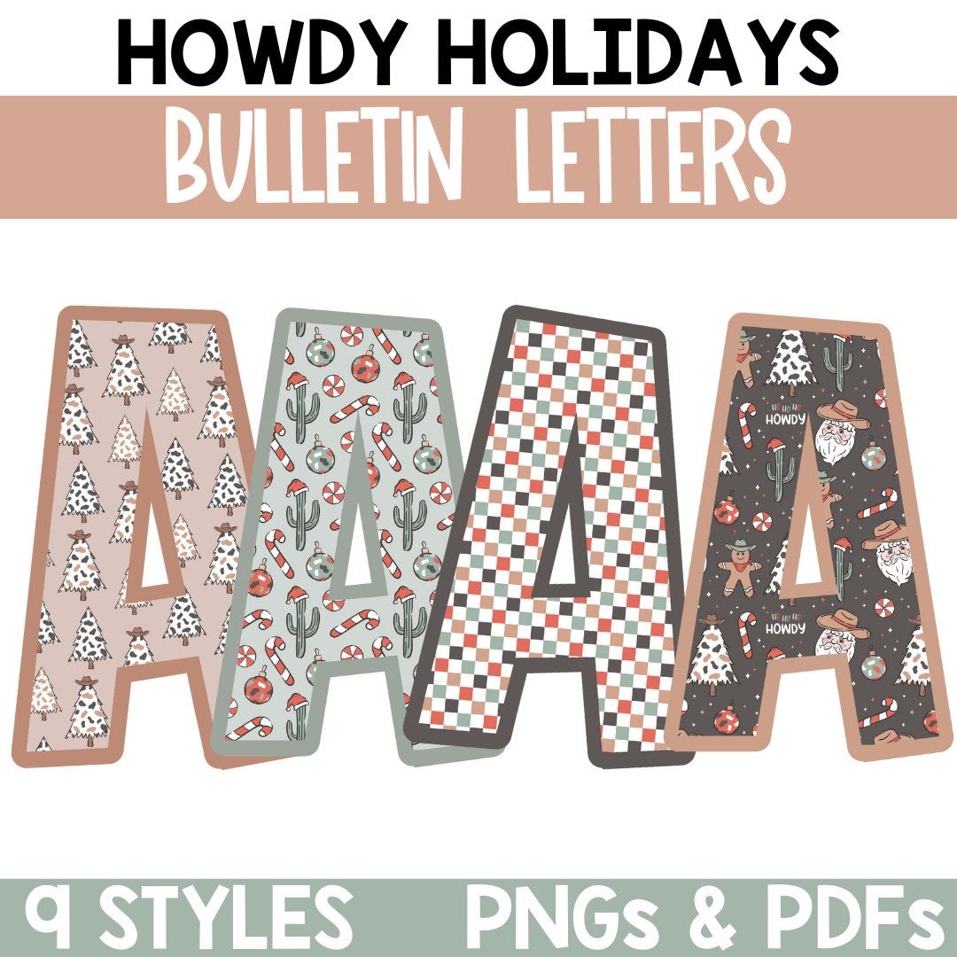 Western Christmas Bulletin Board Letters, Printable Bulletin Board ...