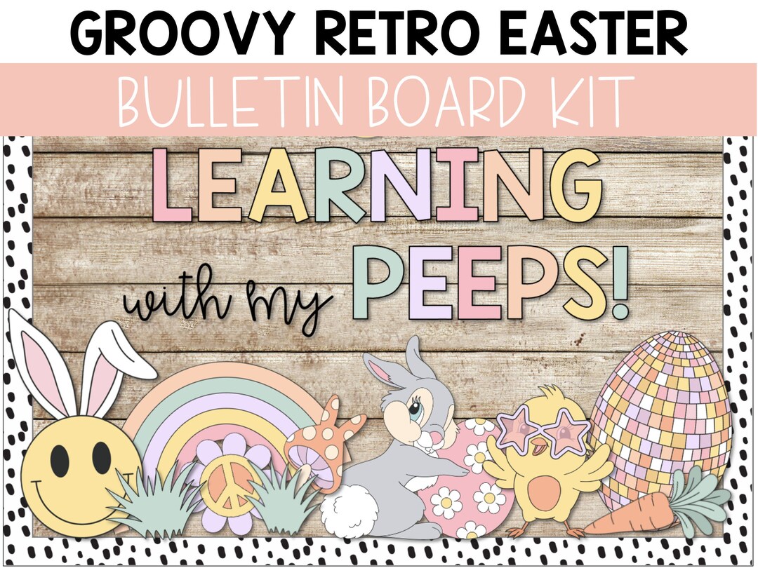 Groovy Retro Easter Bulletin Board Kit, Spring Bulletin Board Kit ...
