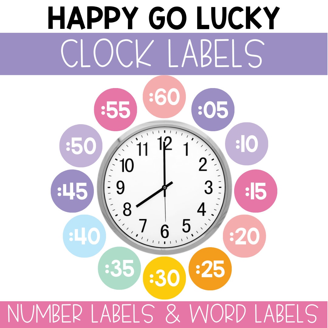 Retro Clock Labels for Classroom, Analog Time Cards, Digital Time Cards ...