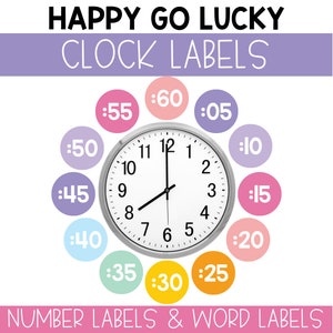 Retro Clock Labels for Classroom, Analog Time Cards, Digital Time Cards ...