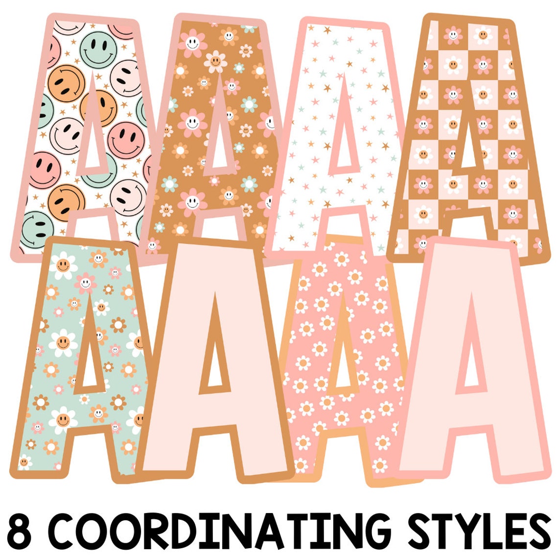 Groovy Retro Bulletin Board Letters, Letter Clipart, Printable Bulletin ...