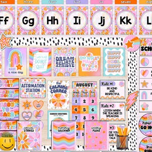 Retro Groovy Y2K Classroom Decor MEGA Bundle, Rainbow Bright Classroom ...