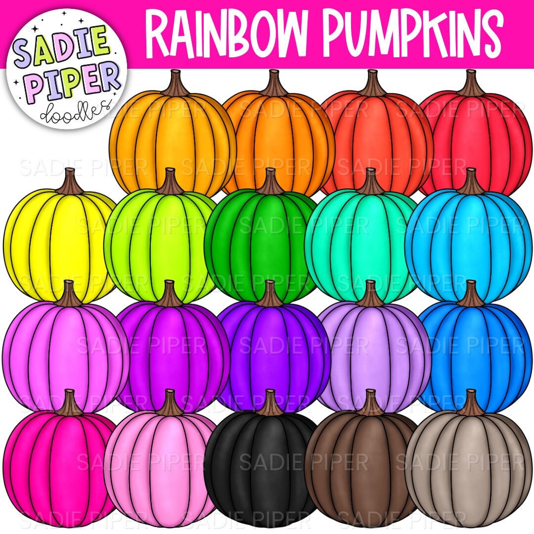 Rainbow Pumpkin Clipart, Pumpkin Clipart, Fall Clipart, Halloween ...