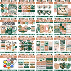 Printable Tropical Classroom Decor Set, Plant Themed Classroom ...