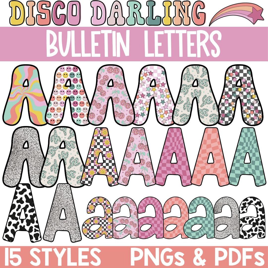 Groovy Retro Bulletin Board Letters, Disco Cowgirl Bulletin Board ...