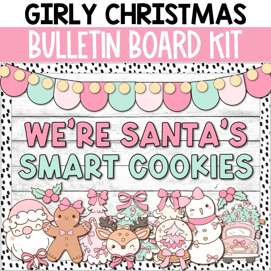 Pink Coquette Christmas Bulletin Board, Girly Winter Classroom Decor ...