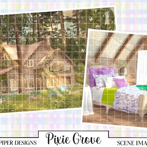 PIXIE GROVE Bright Scenes, Cottagecore Clipart, Meadow Clipart Fairy Forest Gnome, Butterfly ...