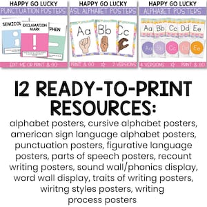 English Posters, Language Arts Posters for Classroom, Writing Posters ...