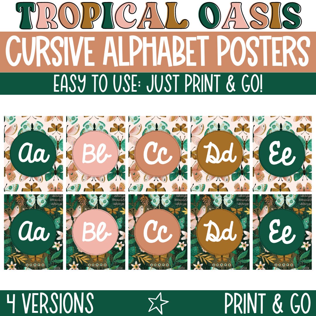 Cursive Alphabet Posters for the Classroom, Elementary School Alphabet ...