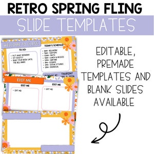 Retro Spring Fling Slide Templates, Spring Bulletin Board Kit ...