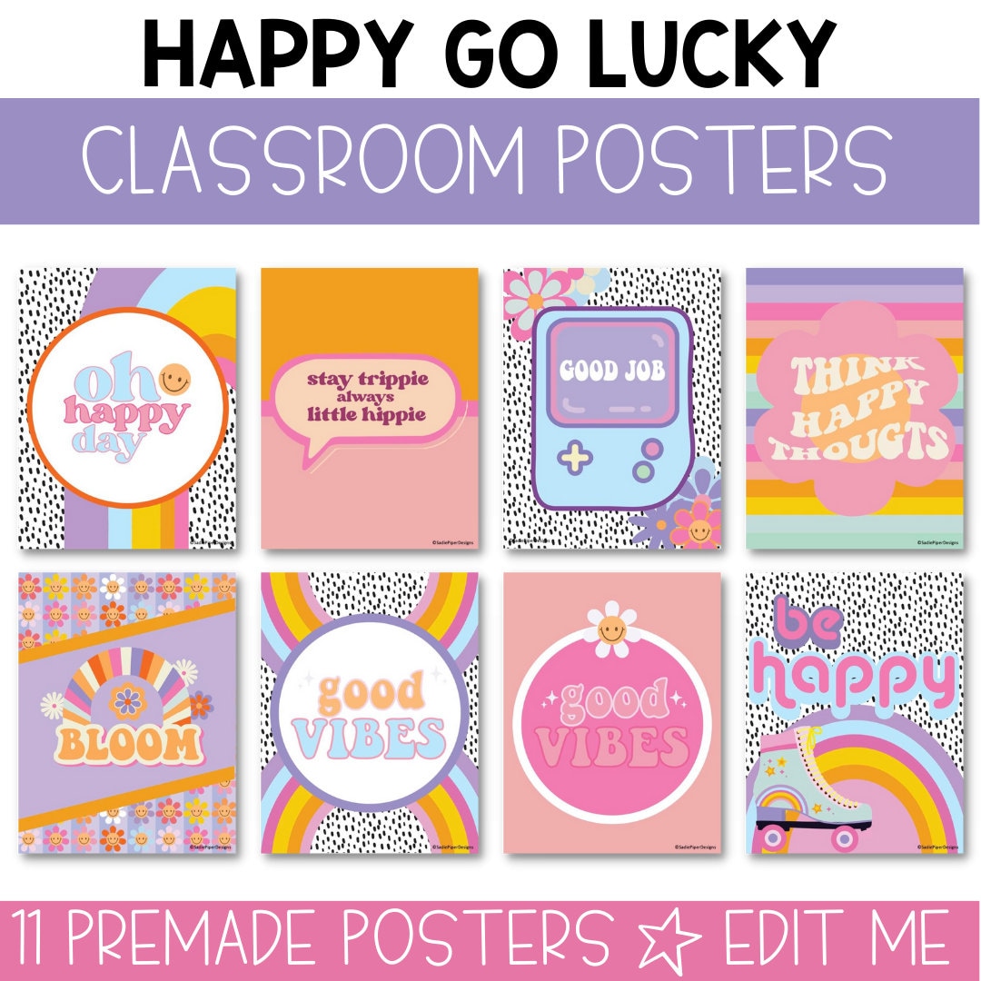 Retro Groovy Classroom Posters, Rainbow Classroom Decor, Nostalgic ...