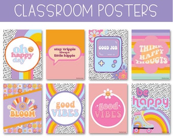Retro Groovy Classroom Posters Rainbow Classroom Decor - Etsy