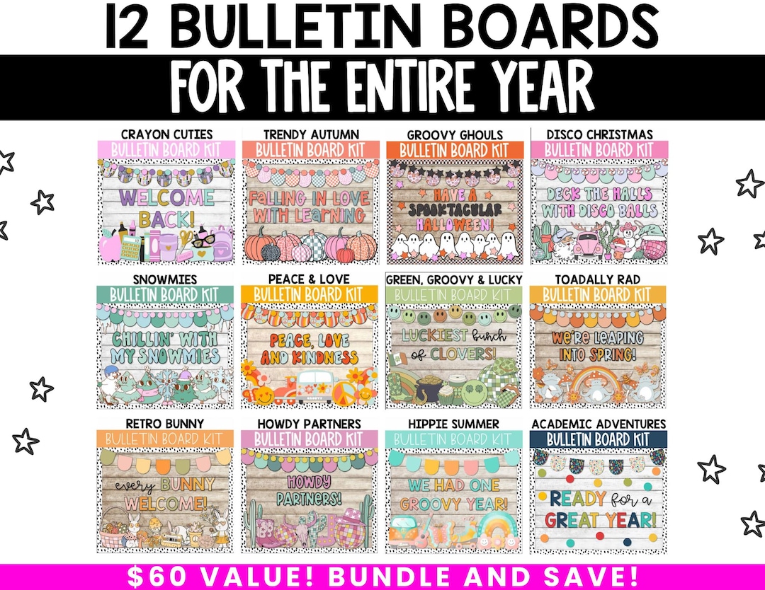 Spring Bulletin Board Bundle, Fall Bulletin Boards for Entire Year ...