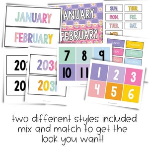Retro Calendar Kit, Calendar Pocket Chart Calendar Inserts, Printable ...