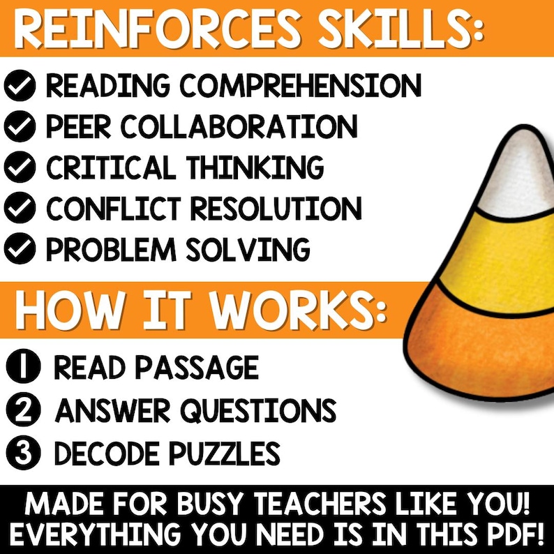 Candy Corn Escape Room for Kids, Halloween Party Game, October Birthday ...