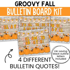 Groovy Fall Bulletin Board Decor, Retro Fall Bulletin Board, Fall ...