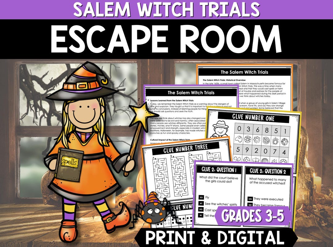 Salem Witch Trials Escape Room for Kids, Halloween Party Game, October ...
