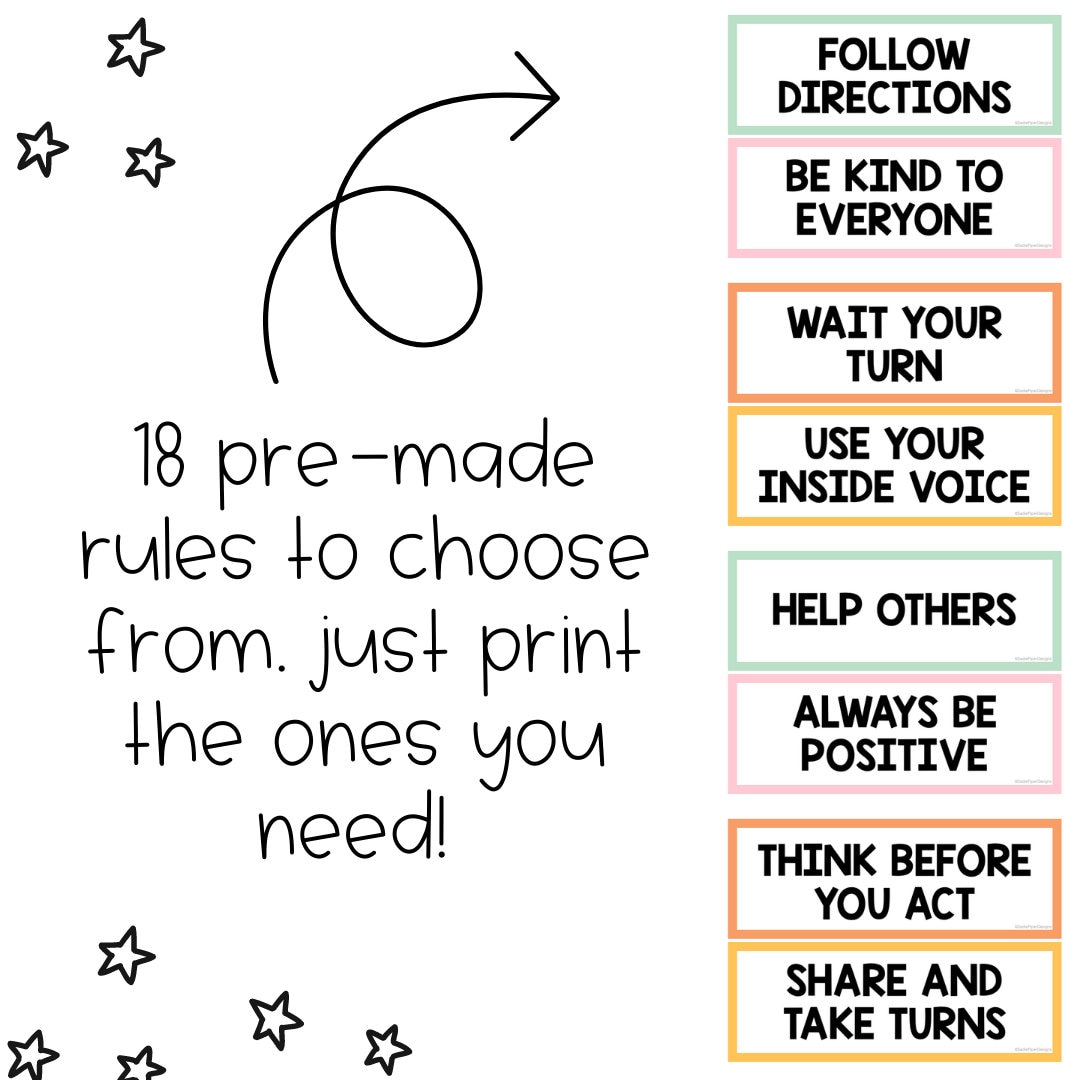 Retro Classroom Rules Display, Groovy Classroom Management Tools, Rule ...