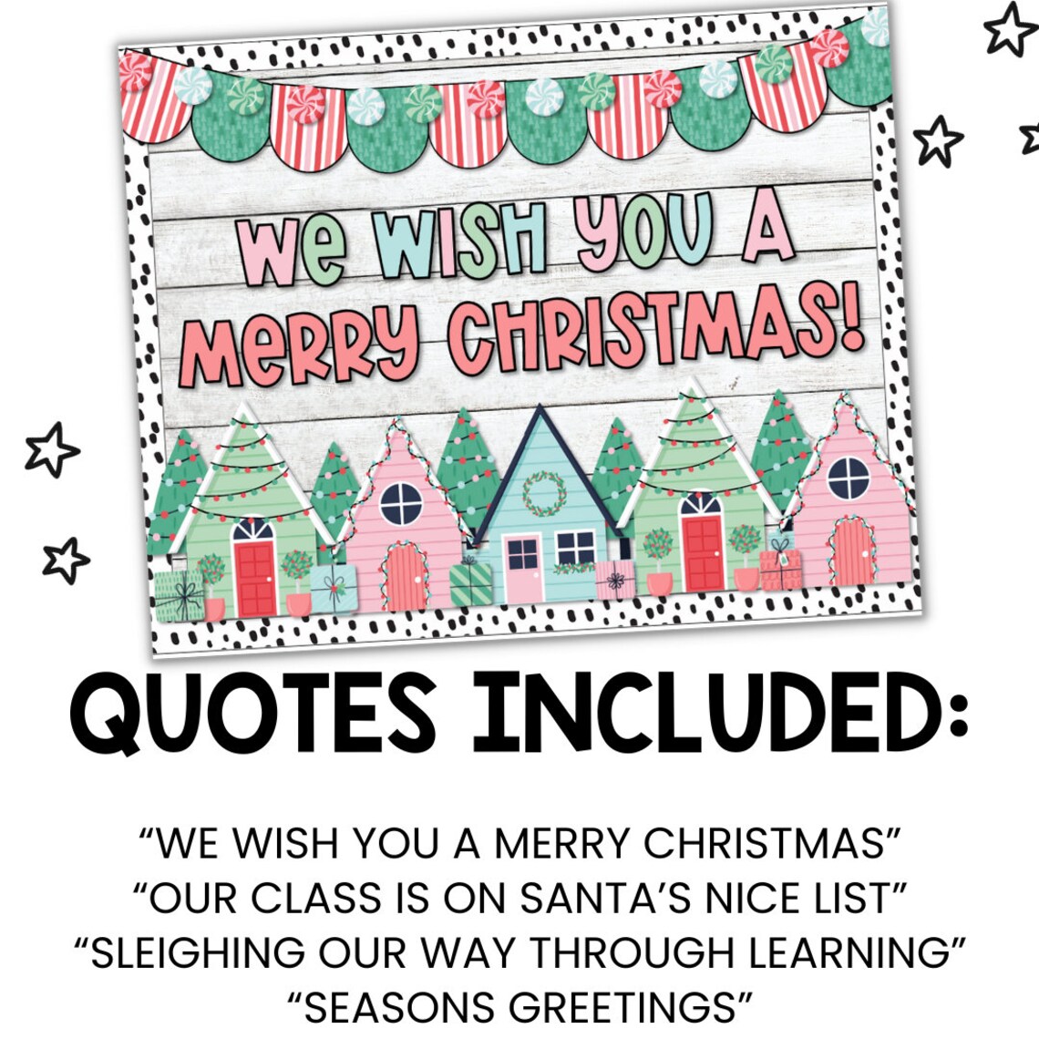 Christmas Bulletin Board Decor, Retro Christmas Bulletin Board, Winter ...
