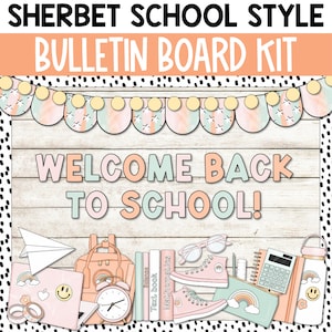 Retro Back to School Bulletin Board Decor, Rainbow Classroom Decor ...