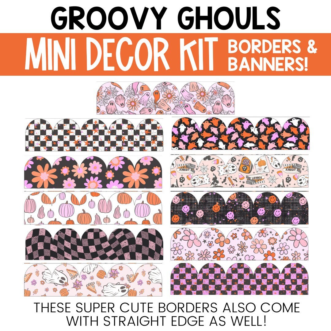 Groovy Halloween Bulletin Board Decor, Retro Halloween Bulletin Board ...