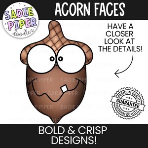 Acorn Faces Clipart, Acorn Clipart, Fall Clipart, Halloween Clipart ...