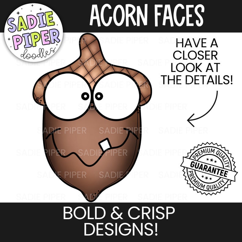 Acorn Faces Clipart, Acorn Clipart, Fall Clipart, Halloween Clipart ...