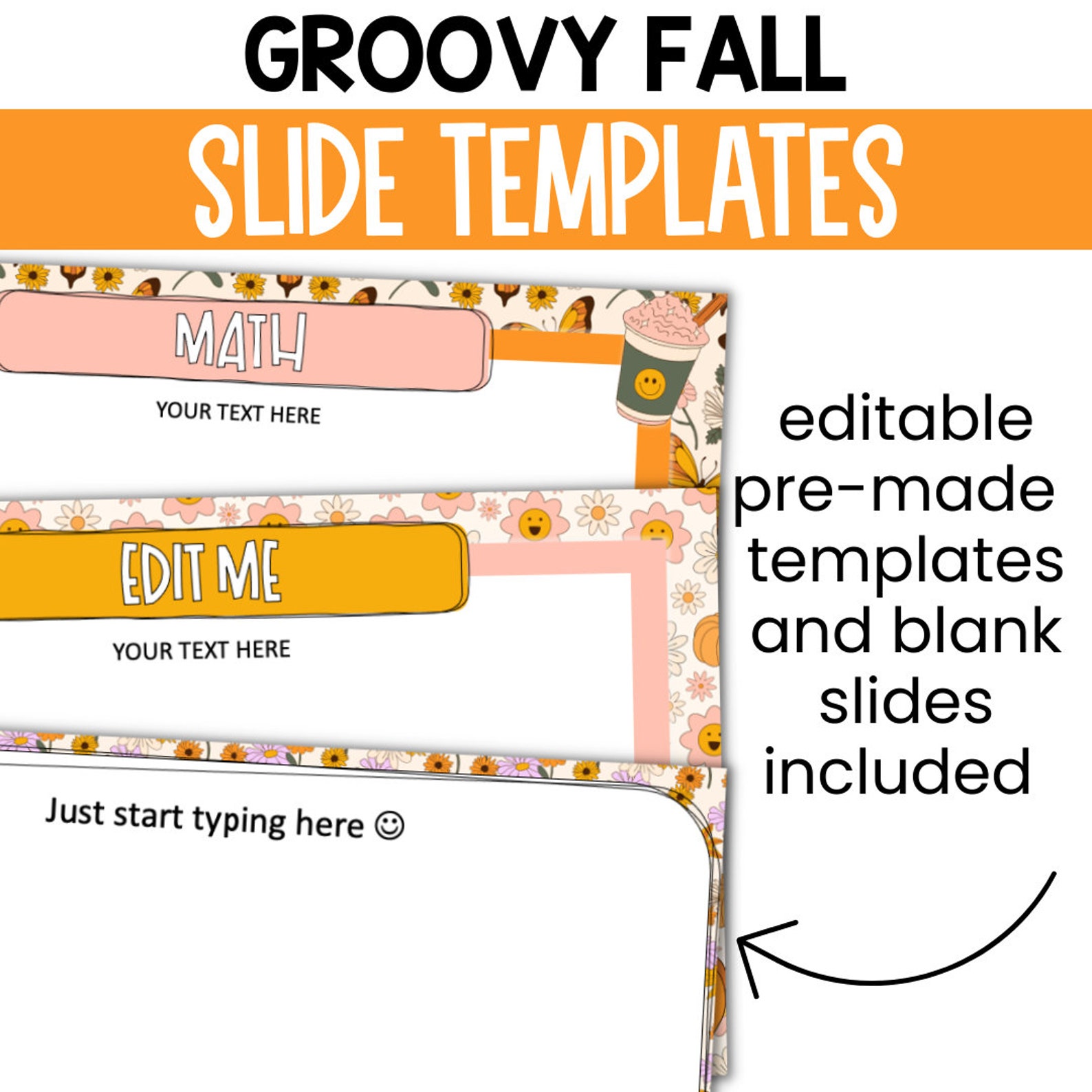 Groovy Fall Slide Templates, Retro Fall Google Slides, Autumn Classroom ...